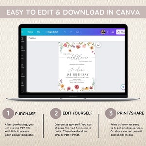 Wildflower Birthday Invitation Bundle, Little Wildflower First Birthday ...