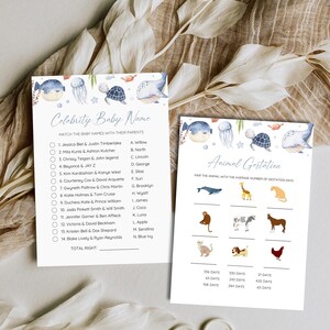 Under the Sea Baby Shower Game Bundle, Ocean Animal Baby Sprinkle Game ...