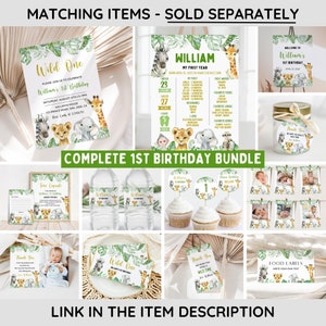 High Chair ONE Birthday Banner, Safari Animals Wild One First Birthday ...