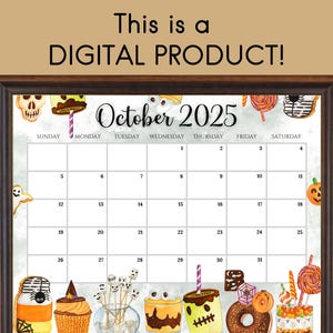 EDITABLE October 2025 Calendar, Spooky Halloween With Cute Sweet ...