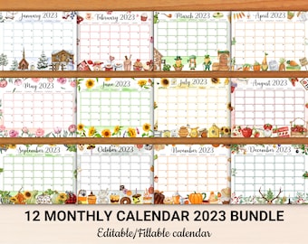 Watercolor 2023 Calendar - Etsy