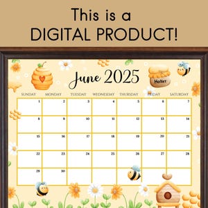 Calendario de junio de 2025 editable, planificador de verano con lindas ...