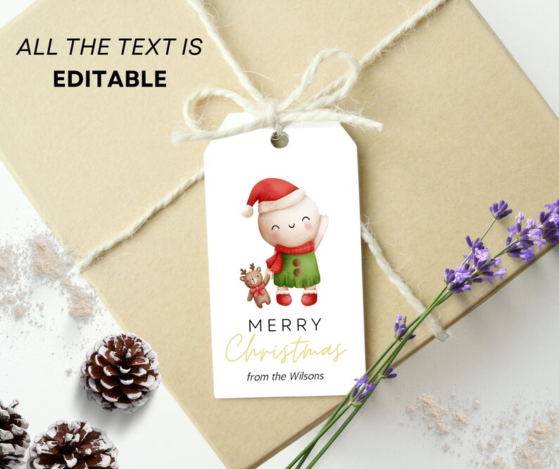 EDITABLE Christmas Gift Tag Holiday Gift Tag Template With - Etsy