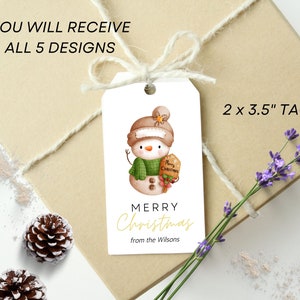 EDITABLE Christmas Gift Tag, Holiday Gift Tag Template With Cute ...