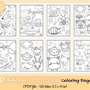 40 Printable Kawaii Doodle Coloring Pages for Kids Teens Adults, Cute ...
