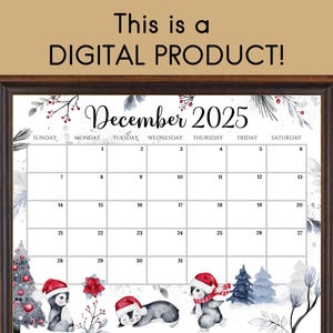 EDITABLE December 2025 Calendar, Joyful Winter With Cute Penguin ...