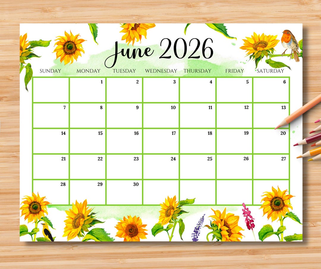 Editable June 2026 Calendar | Monthly Planner Printable PDF | School ...