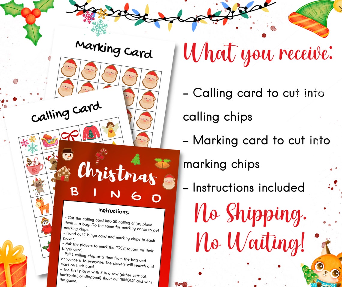Printable Christmas Bingo, 30 Unique Bingo Cards, Christmas Activity ...