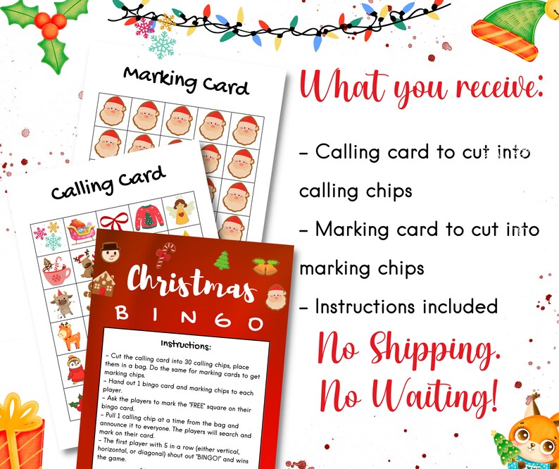 Printable Christmas Bingo 30 Unique Bingo Cards Christmas - Etsy