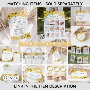 Bee Birthday Photo Poster, Sunflower Bee Poster Template, Honey Bee 1st ...