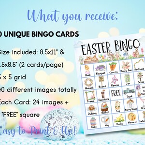 Printable Easter Bingo Game, 50 Unique Bingo Cards W/labels, Easter ...