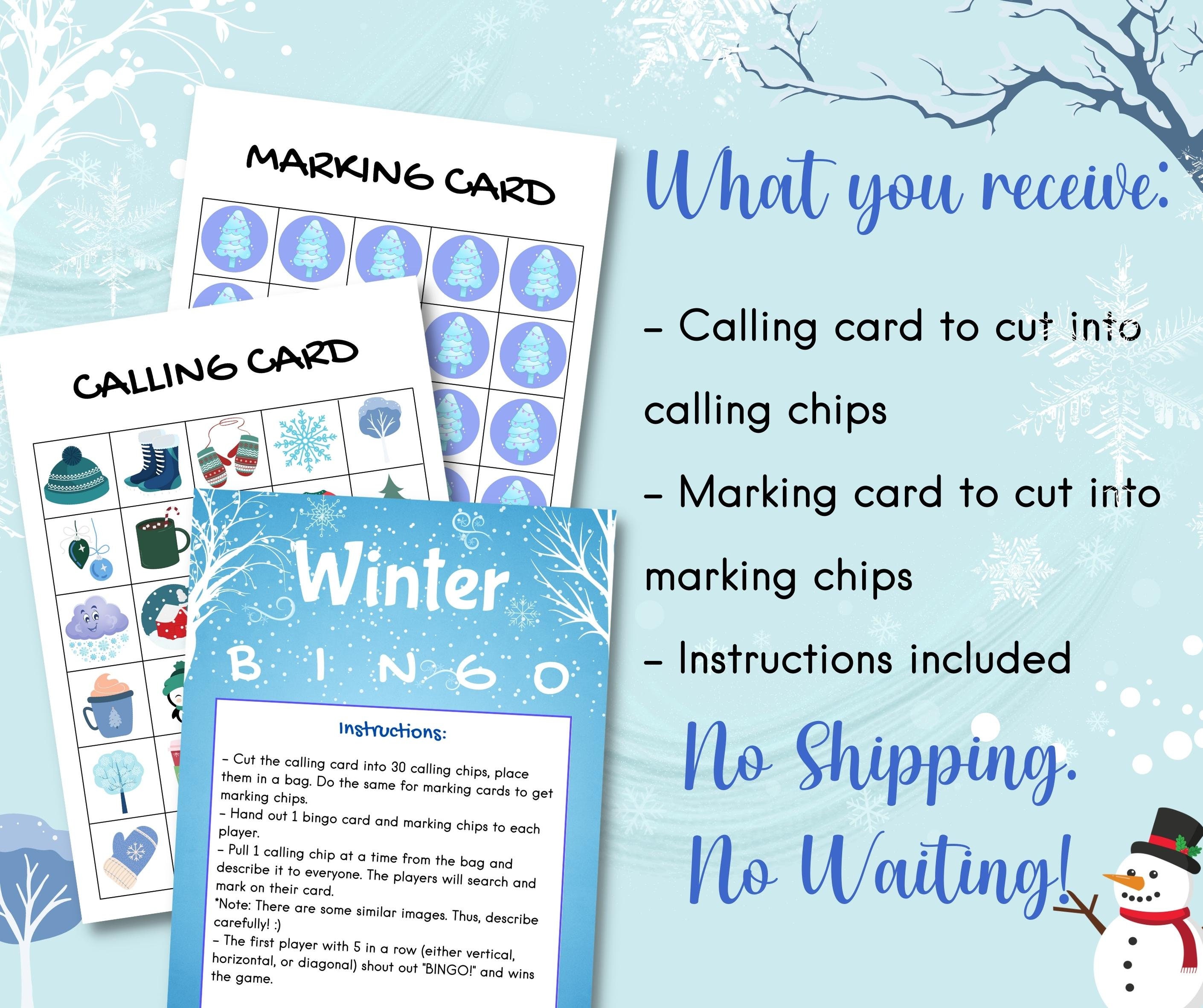 Printable Winter Bingo 30 Unique Bingo Cards Winter - Etsy