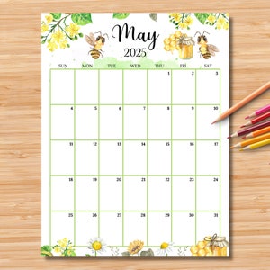 EDITABLE May 2025 Calendar (vertical / Portrait), Beautiful Spring With ...