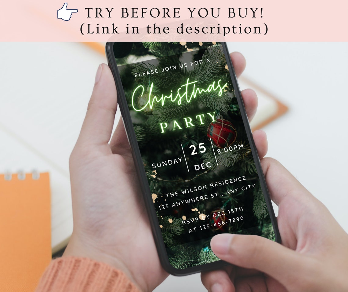 Editable Digital Christmas Invitation Electronic Christmas - Etsy