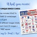 50 Unique 4th of July Bingo Cards, Patriotic Bingo Game, Independence ...