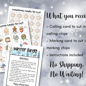 Winter Bingo Game, 50 Unique Bingo Cards, Kids' Winter Activity, Winter ...