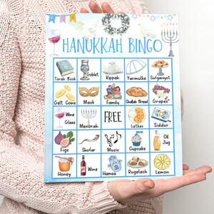 Printable Hanukkah Bingo Game, 50 Unique Bingo Cards W/labels, Hanukkah ...