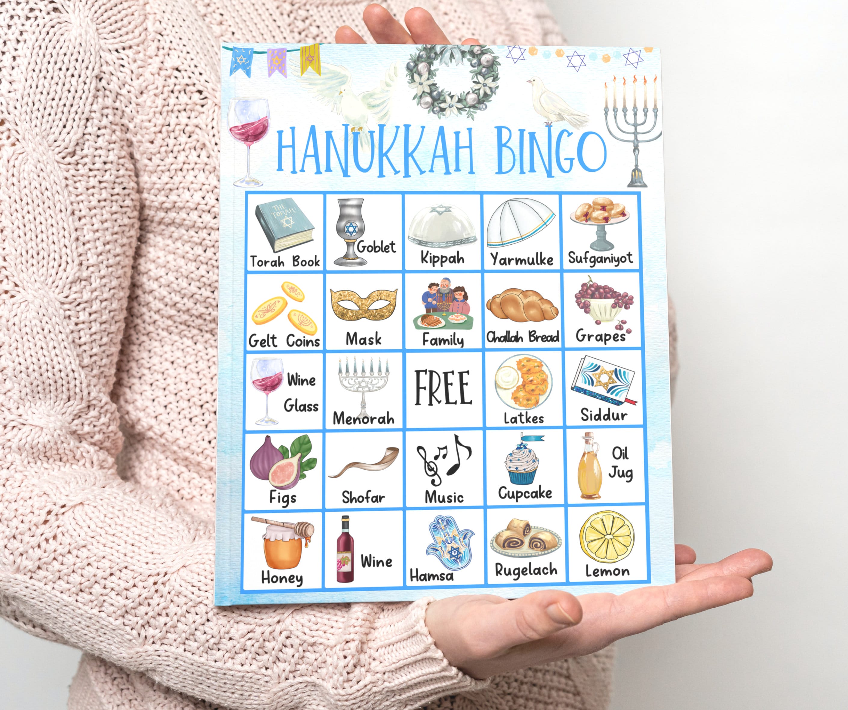 Printable Hanukkah Bingo Game 50 Unique Bingo Cards W/labels - Etsy