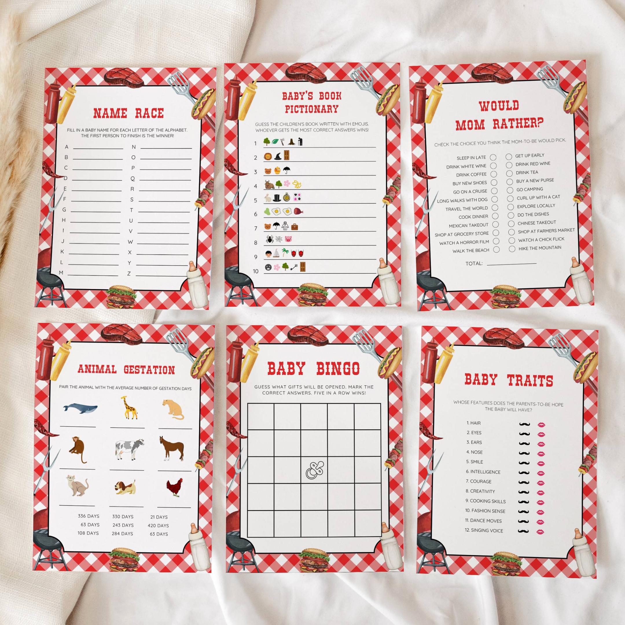 Baby-q Baby Shower Game Bundle, BBQ Couples Baby Shower Games, Backyard ...