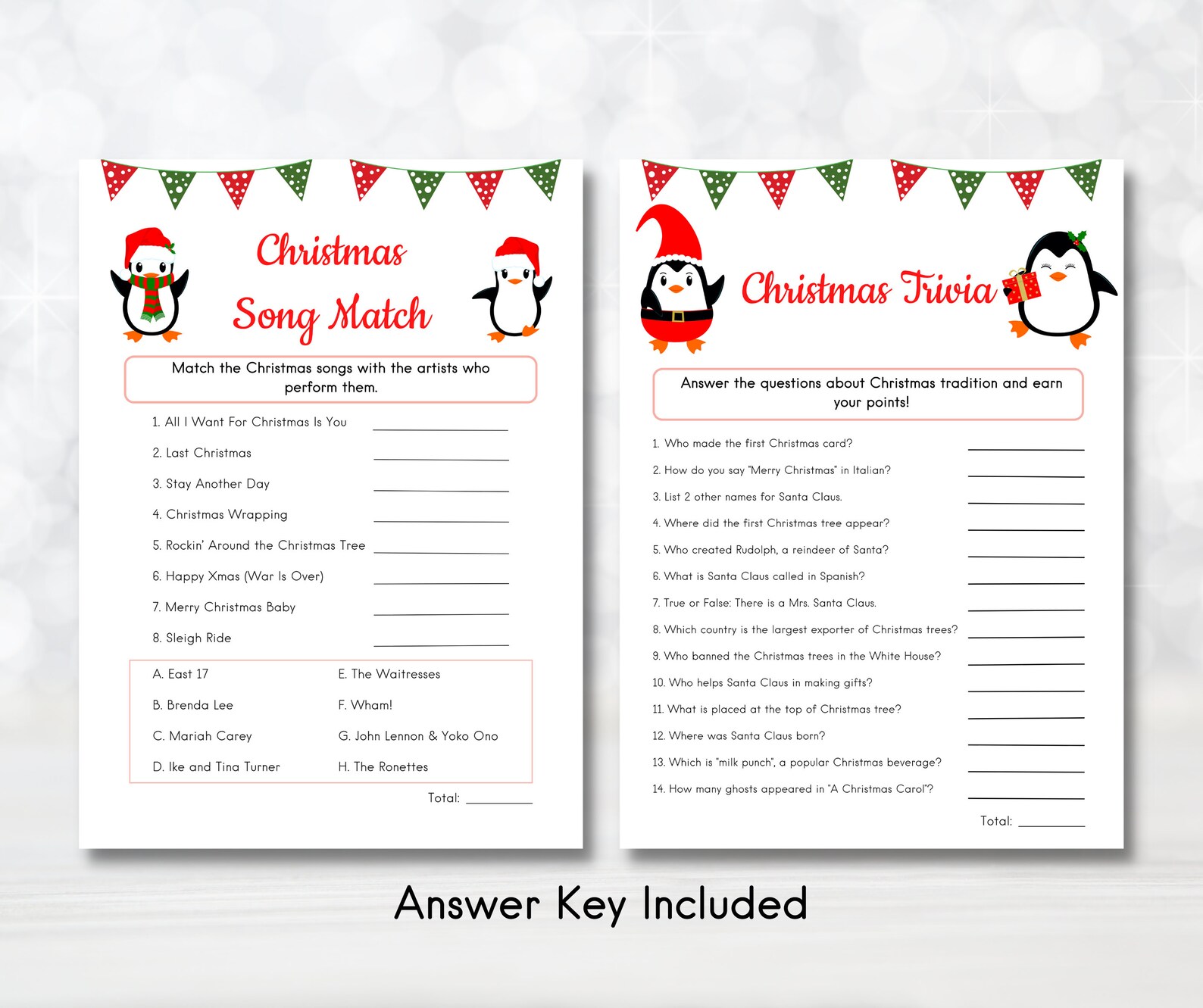 12 Printable Christmas Game Bundle, Christmas Party Games for Kids ...