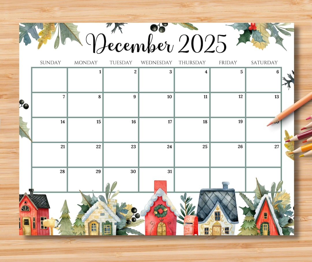 EDITABLE December 2025 Calendar, Gorgeous Colorful Christmas Planner ...