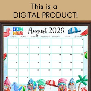 Editable August 2026 Calendar, Printable Monthly Planner PDF, Letter ...