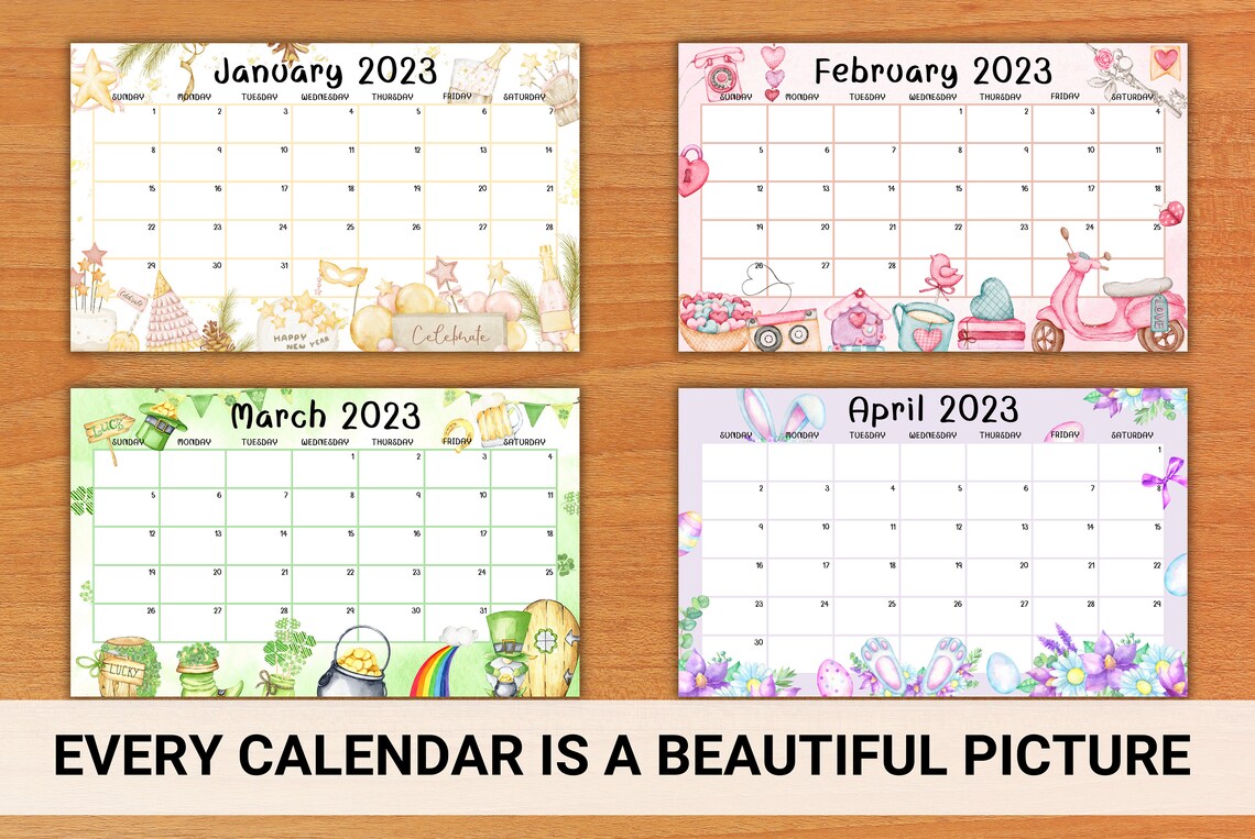 EDITABLE Watercolor Calendar 2023 Bundle Legal Size - Etsy
