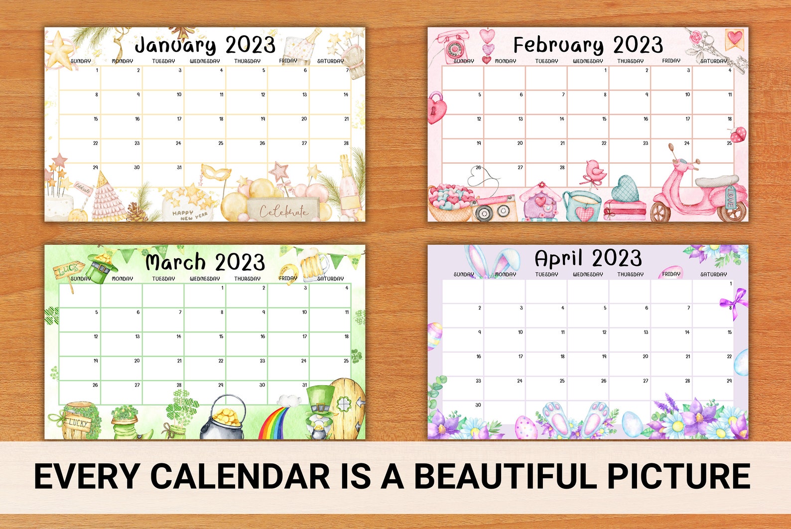 EDITABLE Watercolor Calendar 2023 Bundle Legal Size - Etsy