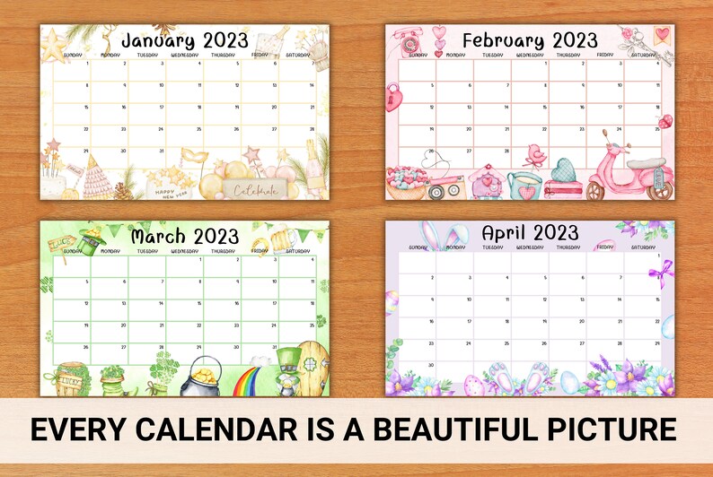 EDITABLE Watercolor Calendar 2023 Bundle Legal Size - Etsy
