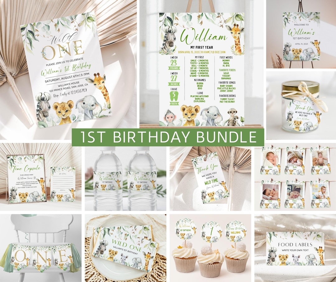 Wild One 1st Birthday Bundle, Wild One Invitation Bundle, Safari Wild ...