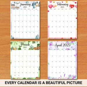 EDITABLE Vertical/portrait Monthly Calendar 2025 Bundle, Cute Printable ...