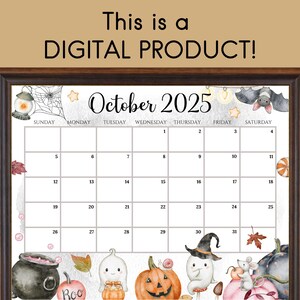 EDITABLE October 2025 Calendar, Cute Spooky Halloween 2025 Planner ...