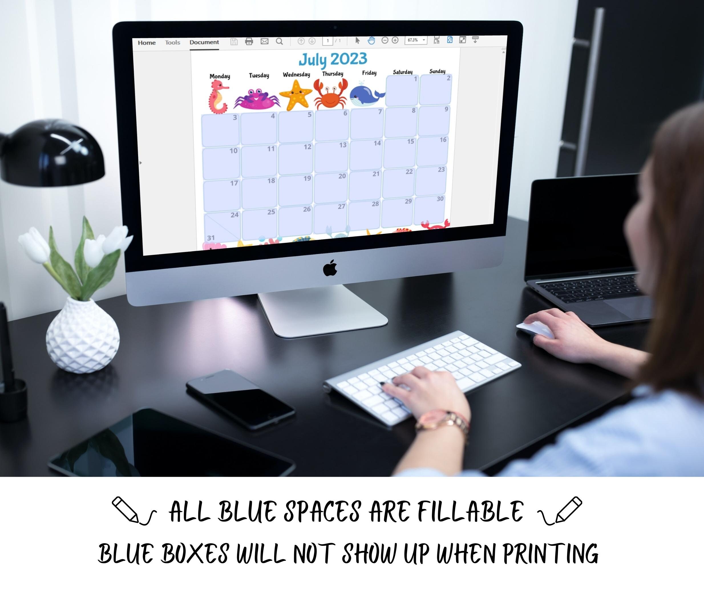 EDITABLE School Calendar 2023-2024 From July to June monday - Etsy Ireland