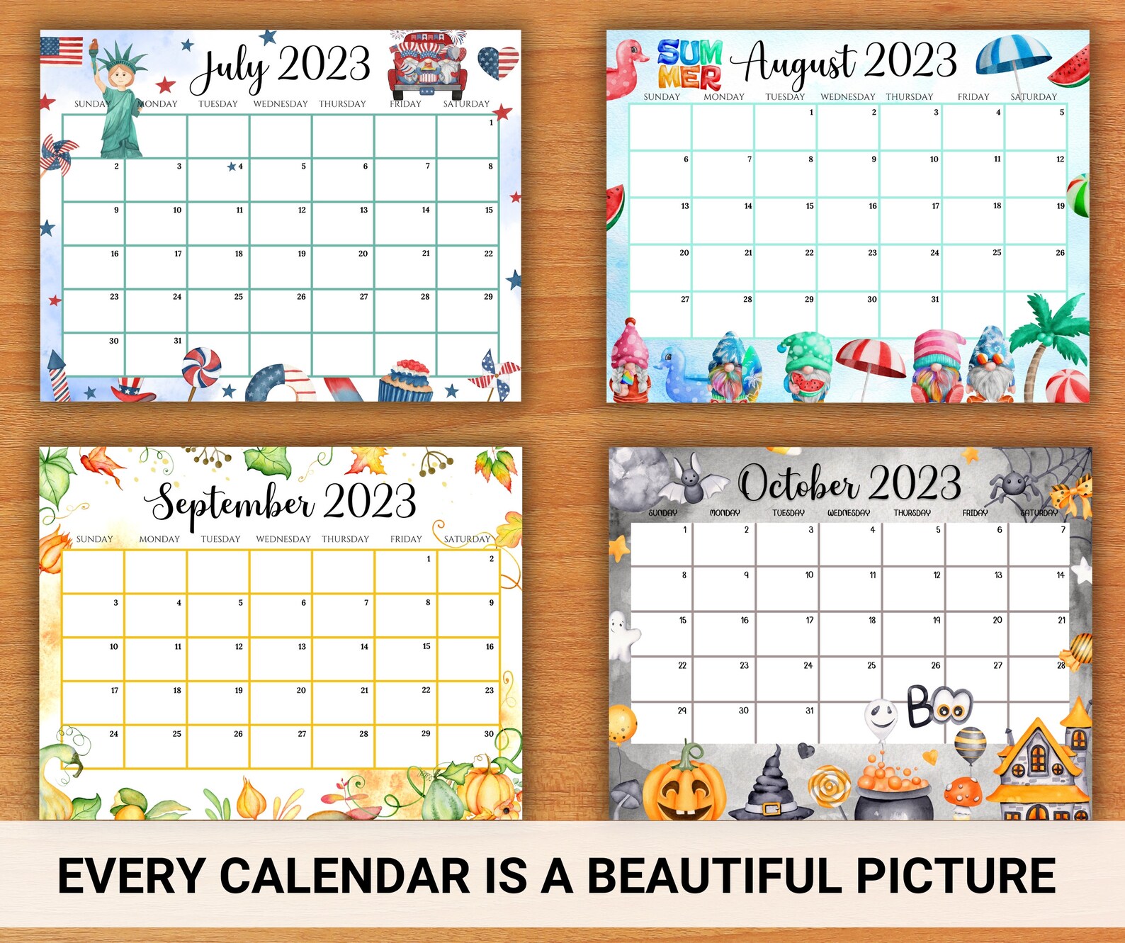 EDITABLE School Calendar 2023-2024 From July to June - Etsy UK
