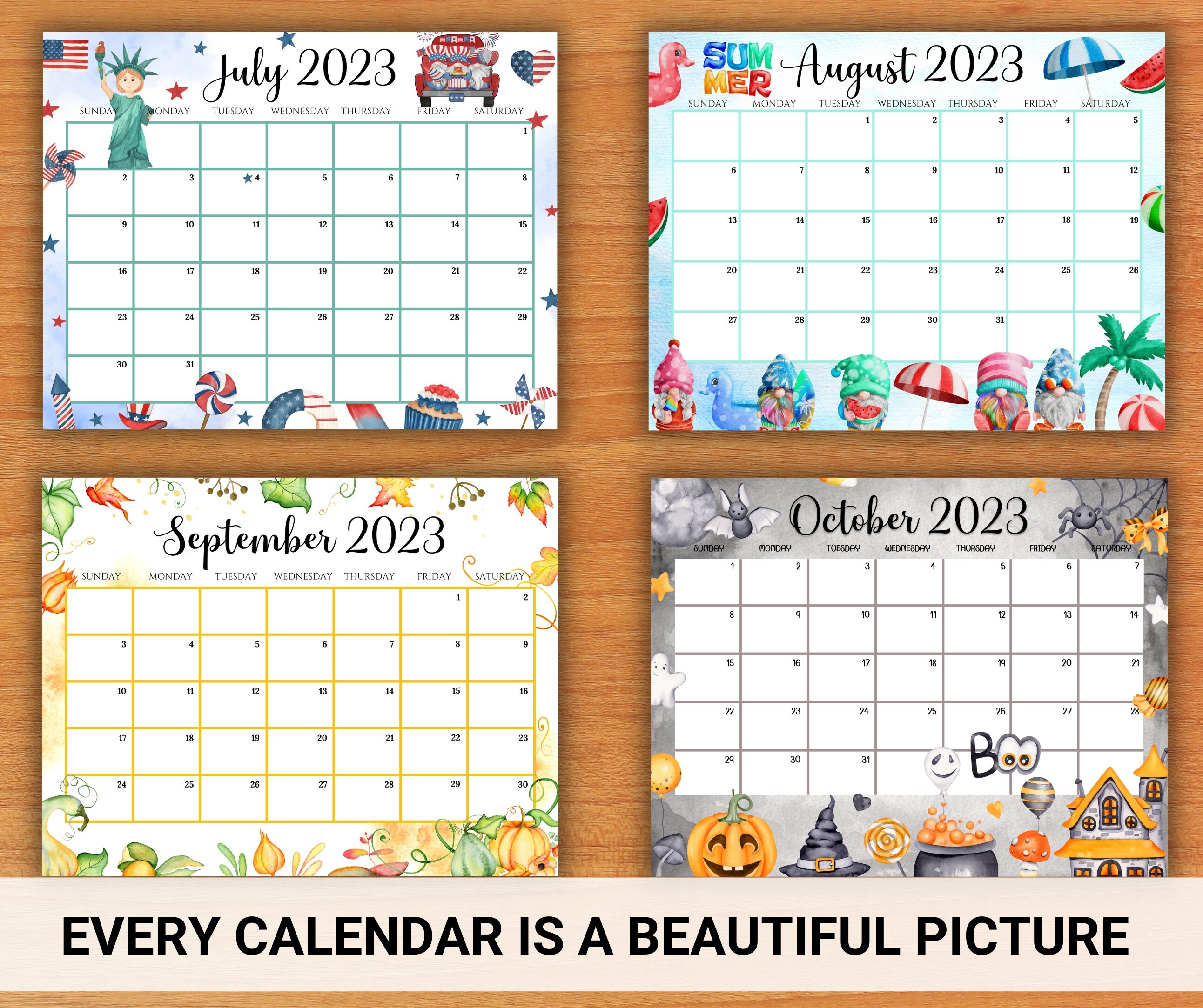 EDITABLE School Calendar 2023-2024 From July to June - Etsy UK