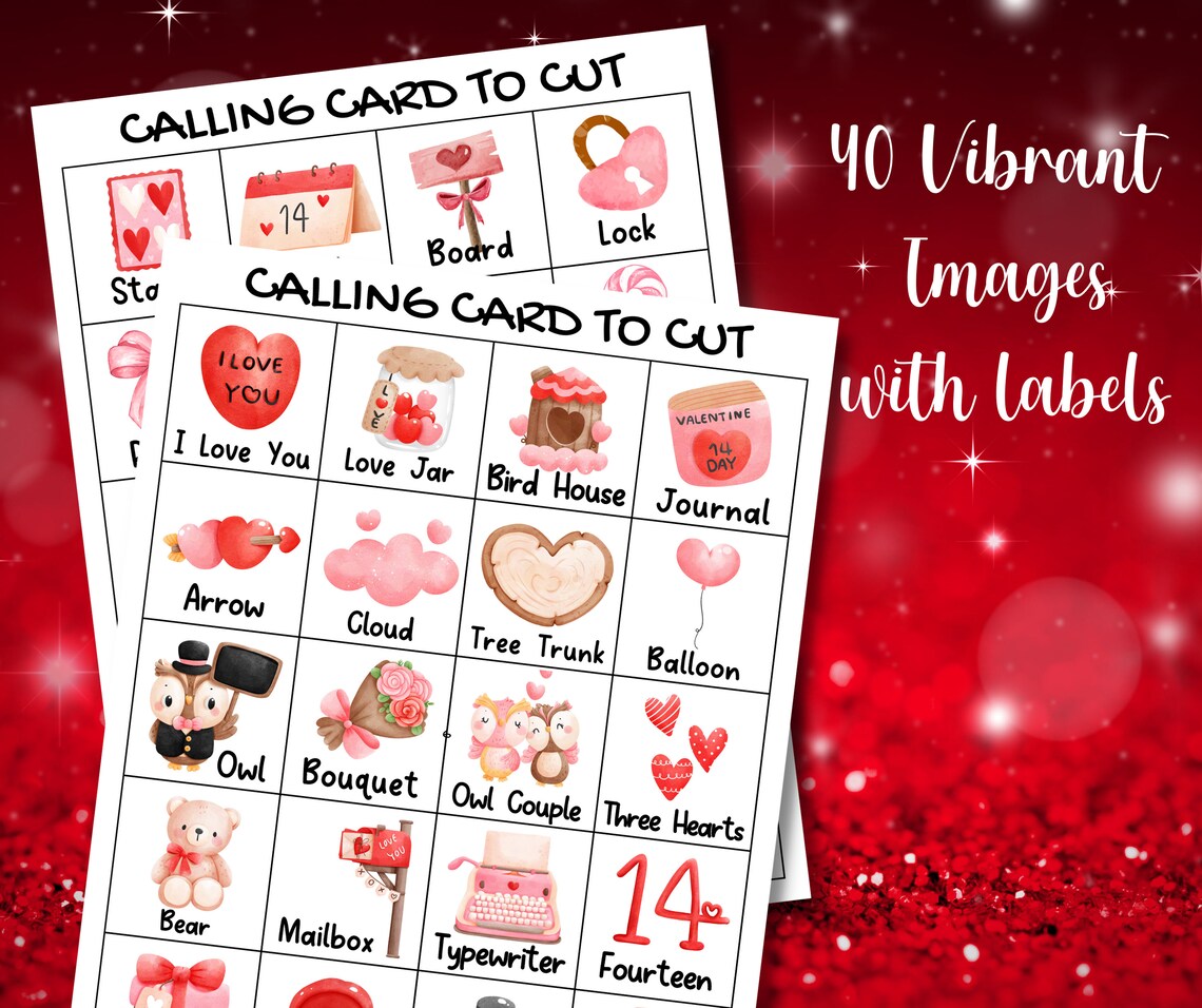Printable Valentine Bingo Game 50 Unique Bingo Cards - Etsy