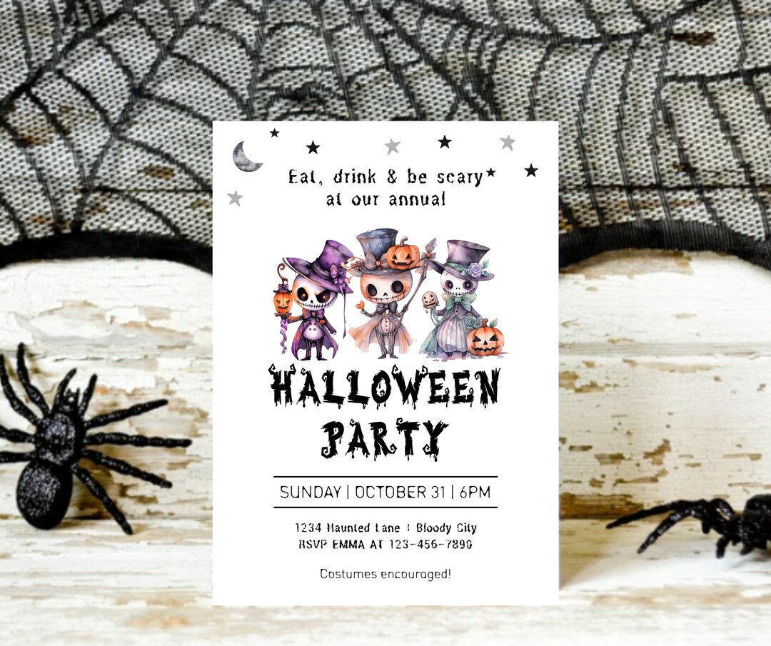 Editable Halloween Invitation Halloween Party Invitation - Etsy