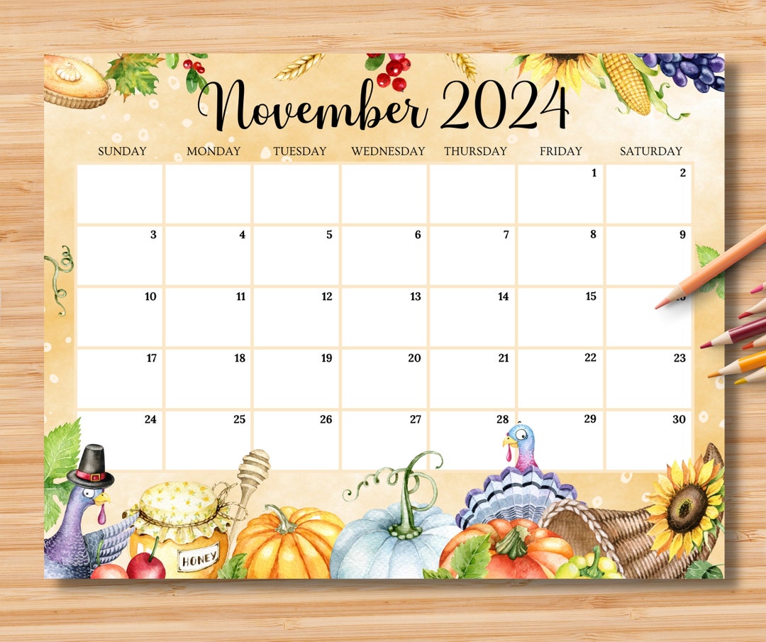 Calendario de noviembre de 2024 EDITABLE, planificador de Acción de ...