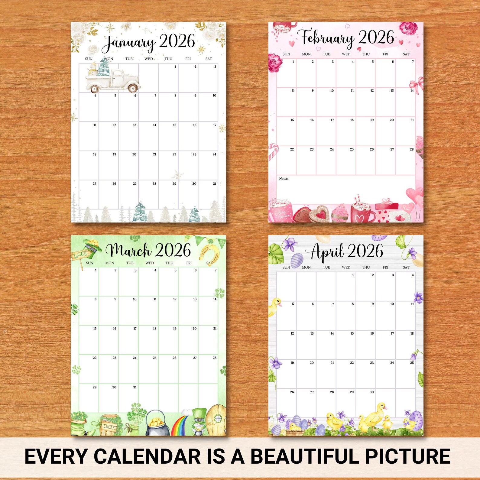 Editable 2026 Vertical Calendar | Portrait Monthly Planner PDF ...
