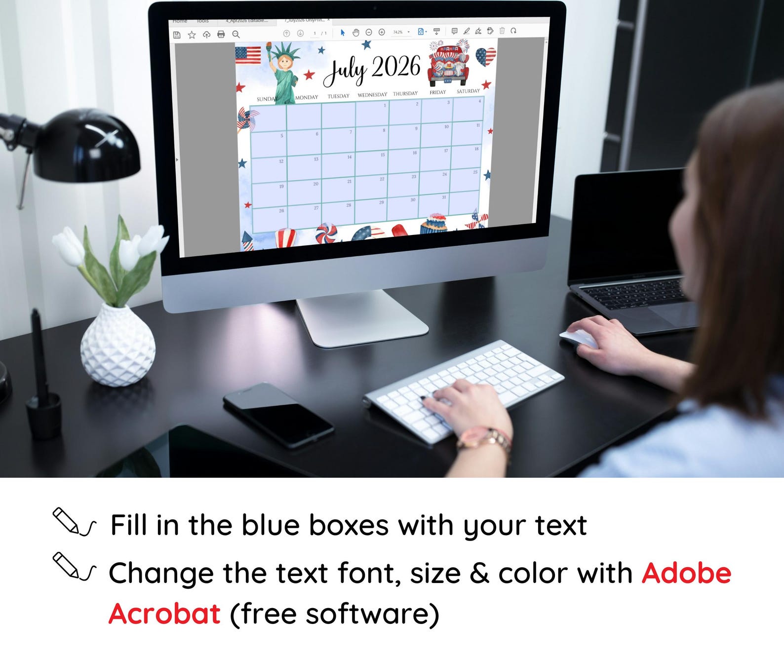 Editable July 2026 Calendar | Monthly Planner Printable PDF | School ...