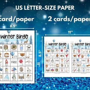 Winter Bingo Game, 50 Unique Bingo Cards, Kids' Winter Activity, Winter ...