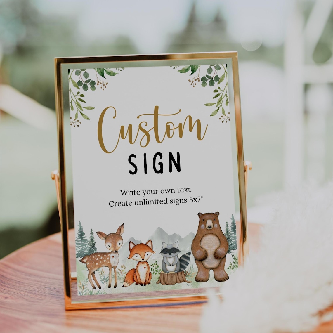 Woodland Custom Sign, Woodland Editable Sign Template 5x7 & 8x10 ...