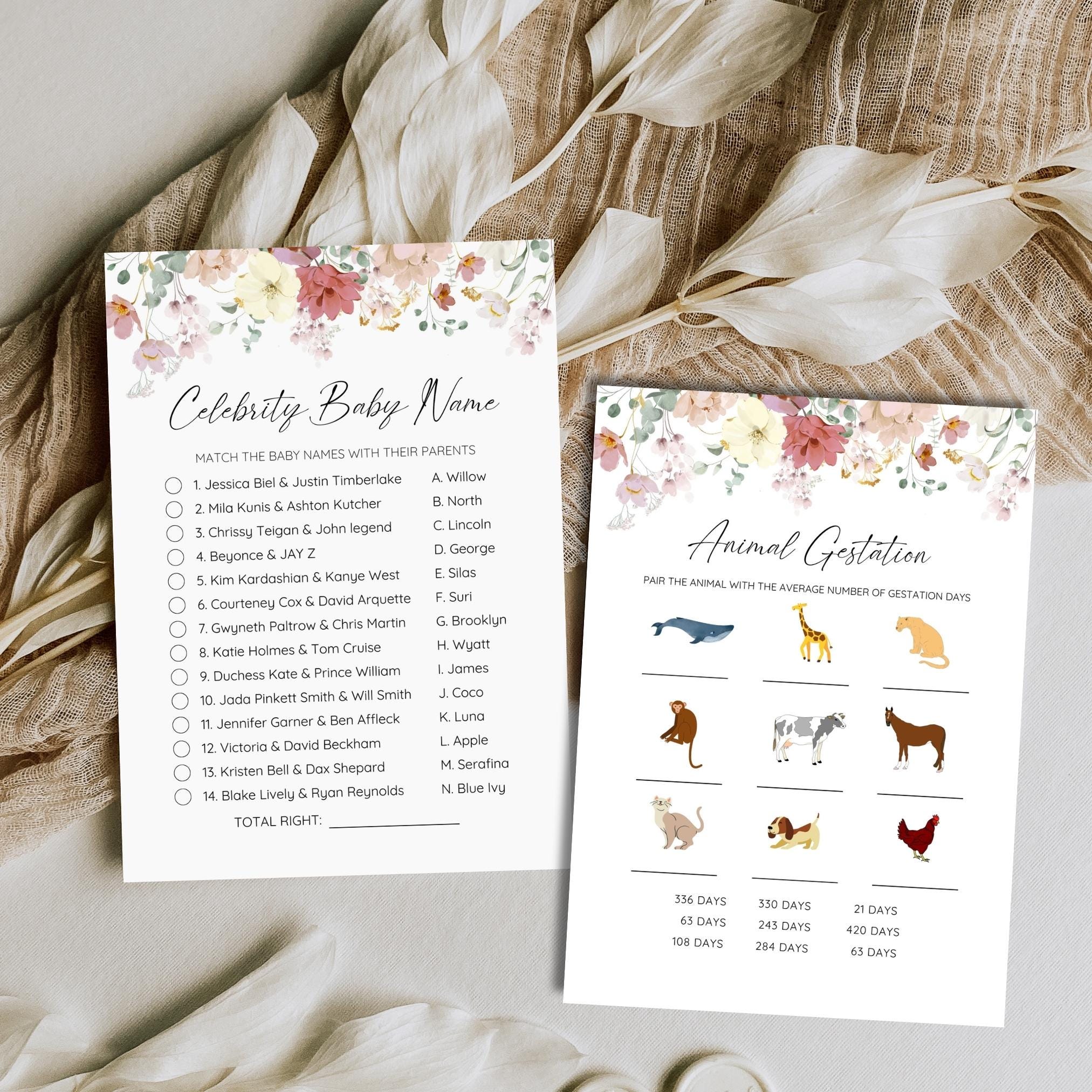 Wildflower Baby Shower Game Bundle, Baby in Bloom Baby Sprinkle Game ...