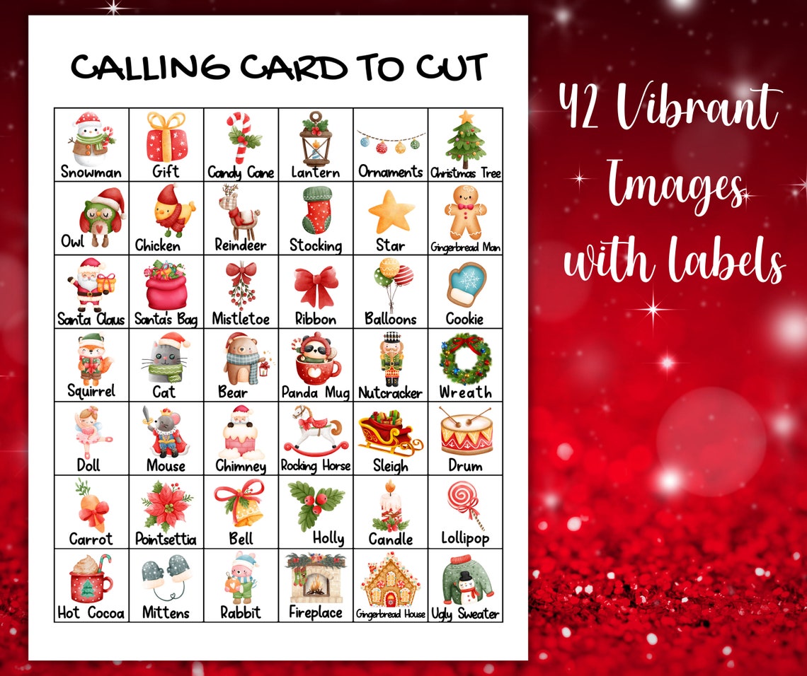Printable Christmas Bingo Game, 50 Unique Bingo Cards W/labels ...