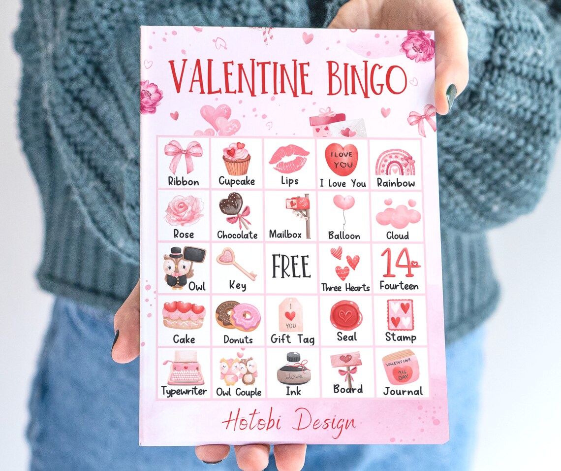 Printable Valentine Bingo Game 50 Unique Bingo Cards - Etsy