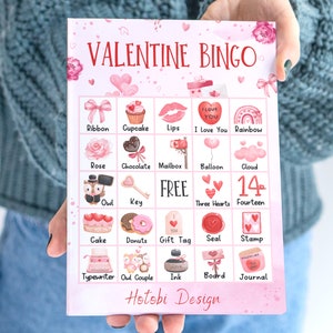 Printable Valentine Bingo Game, 50 Unique Bingo Cards W/labels ...