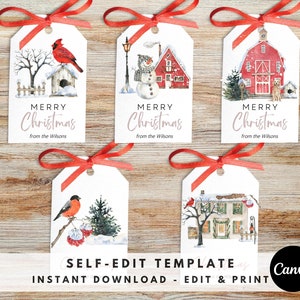 EDITABLE Christmas Gift Tag, Holiday Gift Tag Template W/beautiful ...