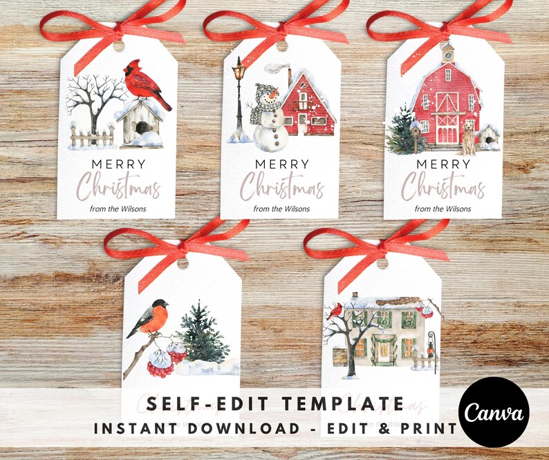EDITABLE Christmas Gift Tag, Holiday Gift Tag Template W/beautiful ...