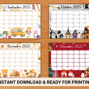 EDITABLE Monthly Calendar 2025 Bundle (monday Starts), Cute Printable ...