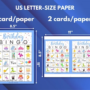 Printable Birthday Bingo Game (boy), 50 Unique Bingo Cards W/labels ...